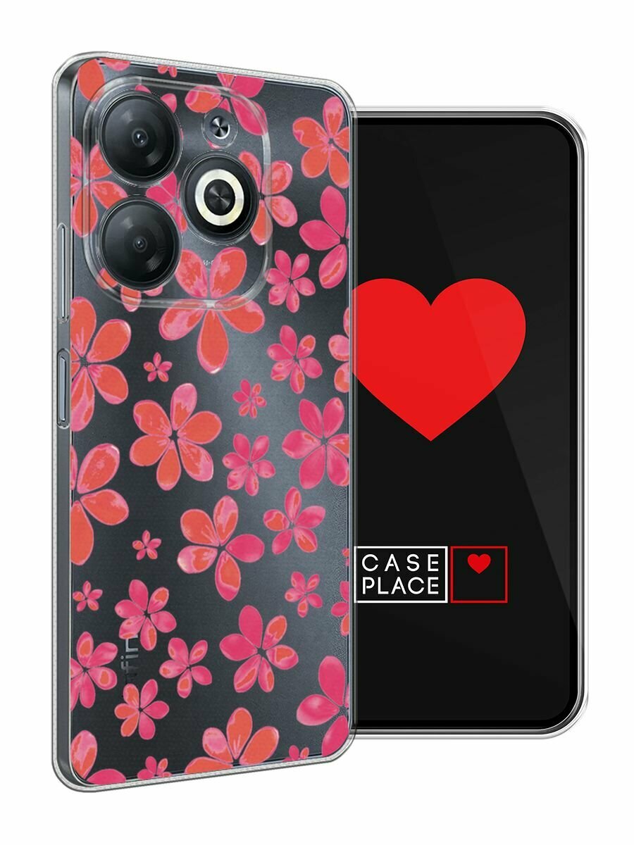 Чехол на Infinix Smart 8 Plus / Инфиникс Смарт 8 Плюс с принтом "Росыпь ярких цветов", прозрачный — фото 1