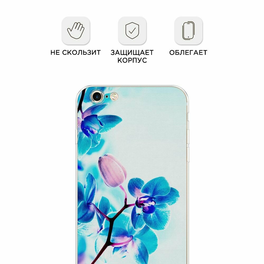 Чехол на Apple iPhone 6 Plus/6S Plus / Айфон 6 Плюс/Айфон 6С Плюс с принтом "Голубая орхидея" — фото 1