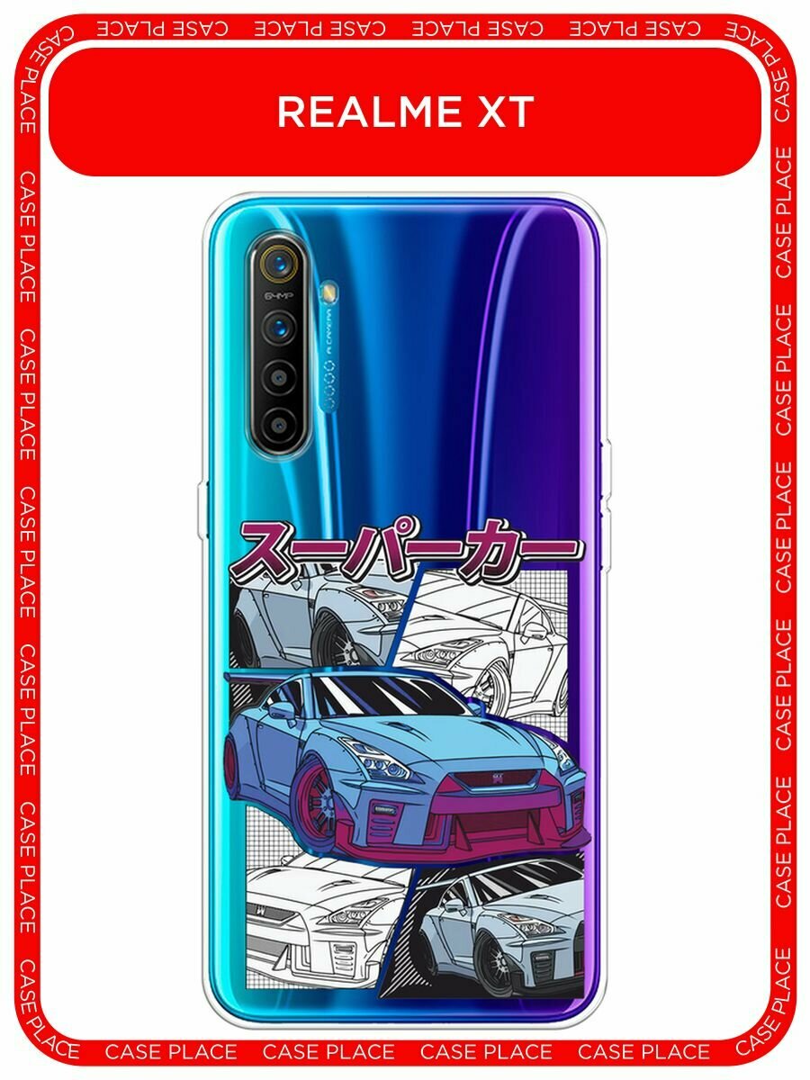 Чехол на Realme XT / Реалми XT с принтом "JDM коллаж", прозрачный