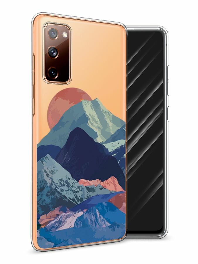 Чехол на Samsung Galaxy S20 FE / Самсунг Галакси S20 FE с принтом "Закат в снежных горах", прозрачный