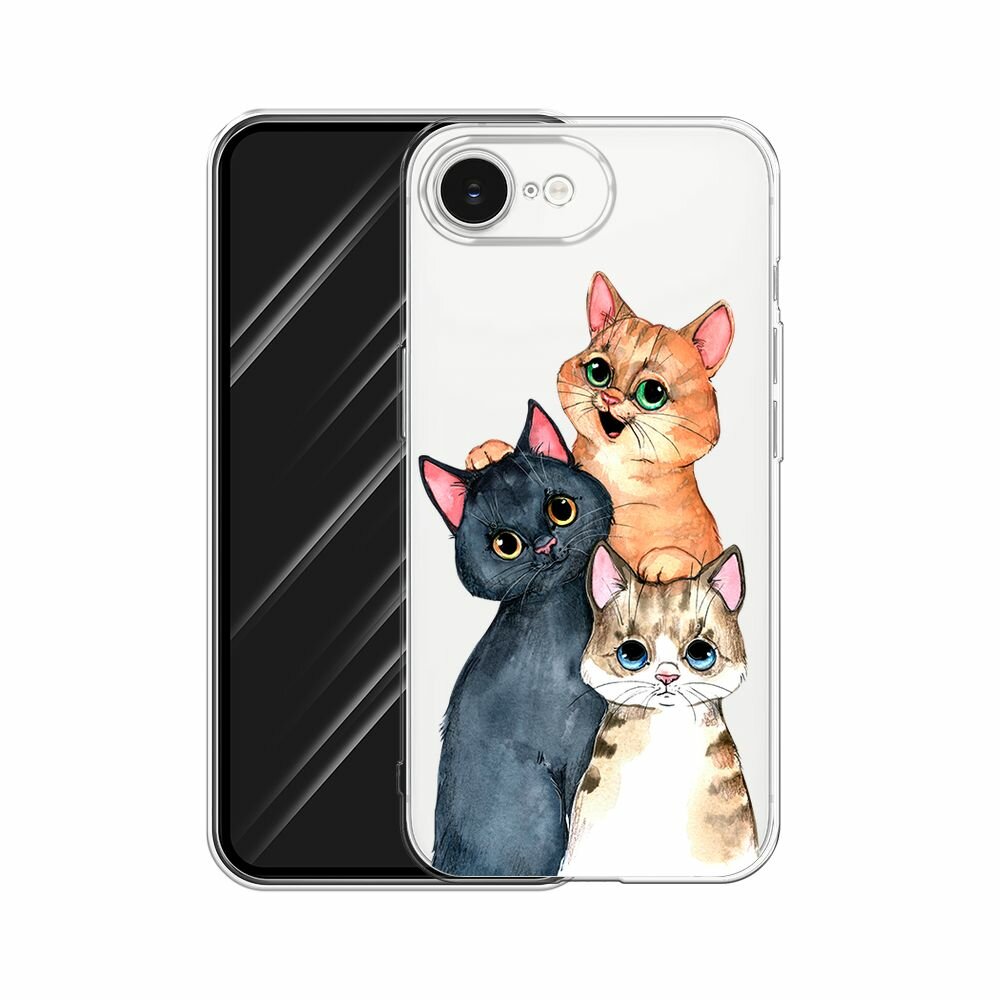 Чехол на Apple iPhone 16e/17e / Айфон 16е/17e с принтом Три братца котенка, прозрачный — фото 1
