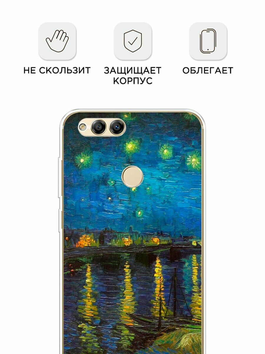 Силиконовый чехол на Honor 7X / Хонор 7Х с принтом ночь над Роной — фото 1