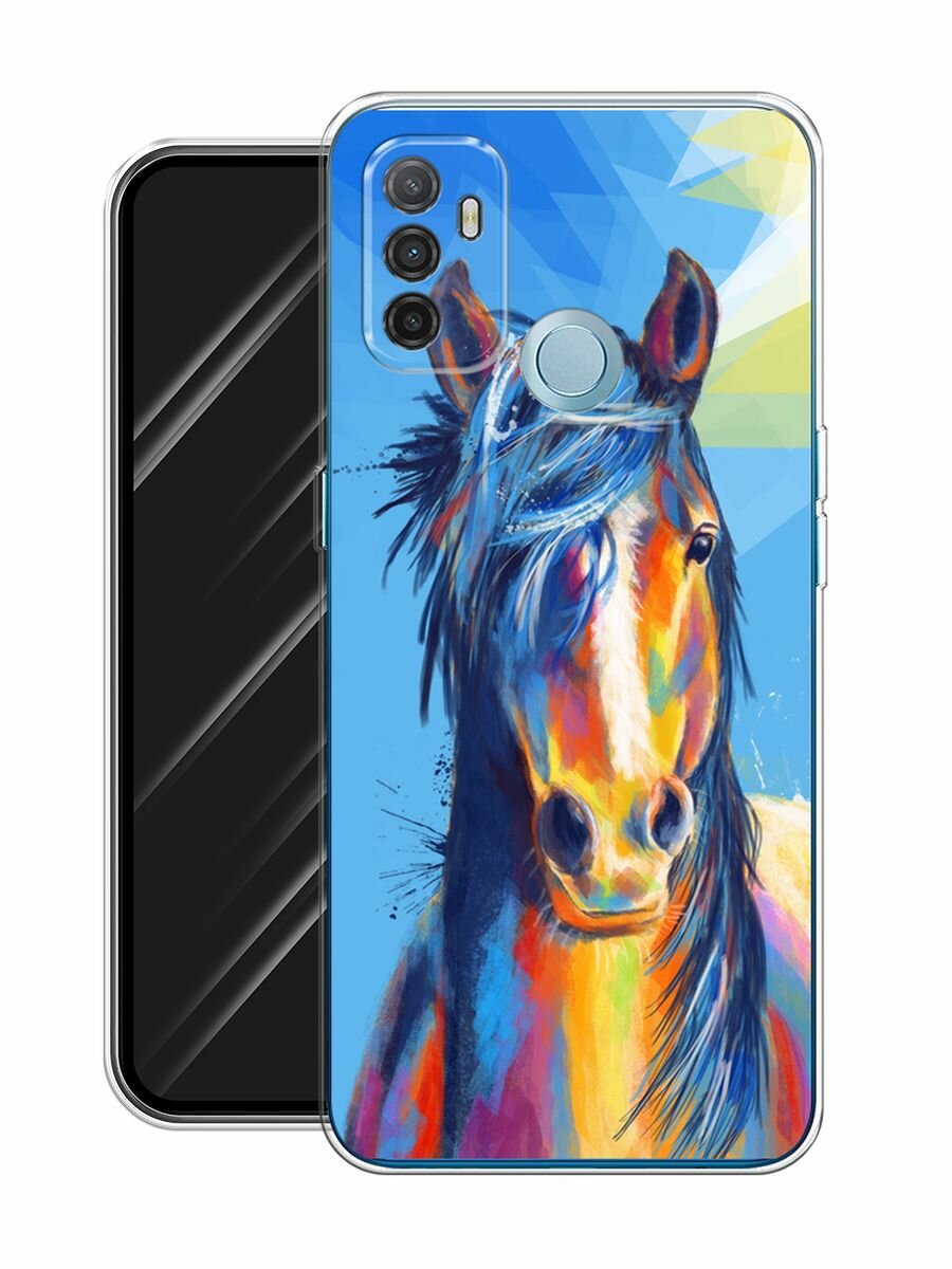 Силиконовый чехол на Oppo A53 / Оппо А53 с принтом "Лошадь арт 3" — фото 1