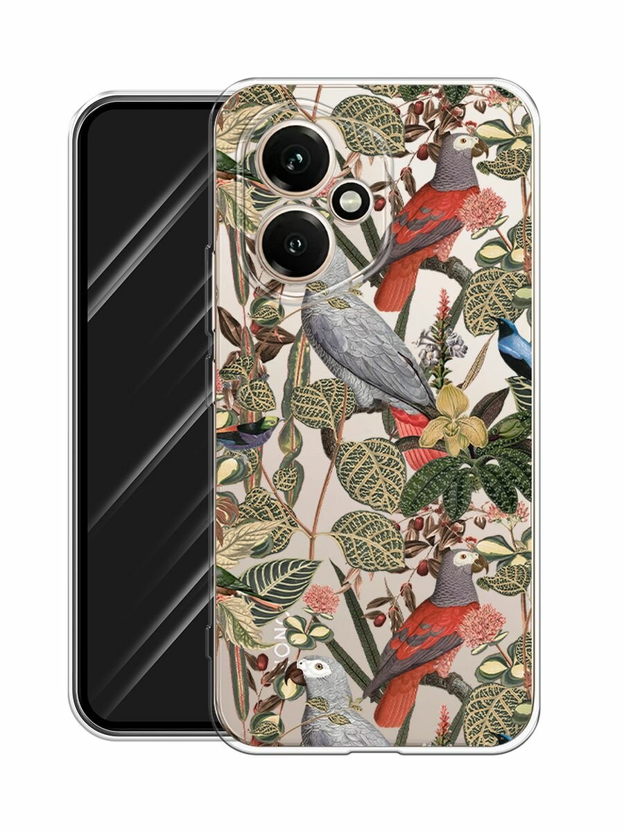 Чехол на Honor 400 / Хонор 400 с принтом "Tropical pattern", прозрачный — фото 1
