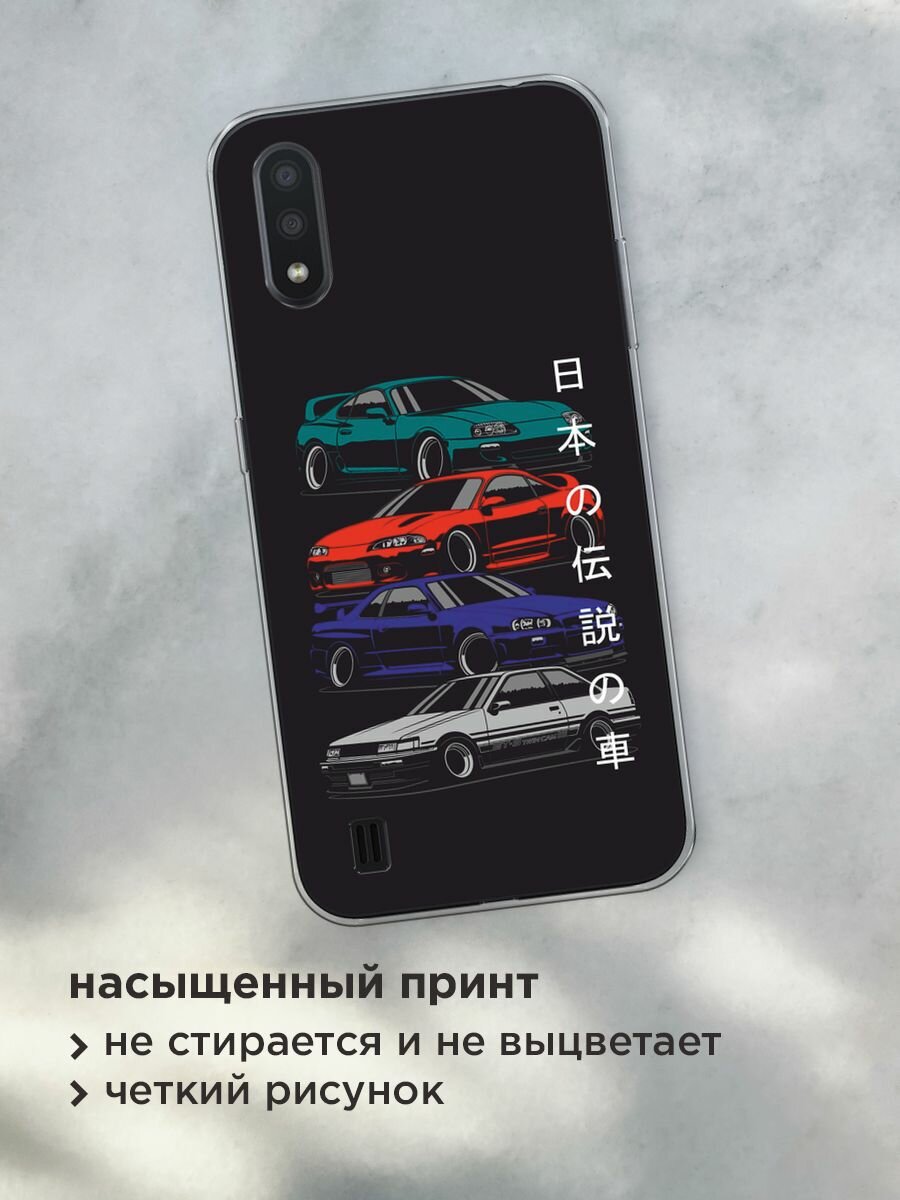 Чехол на Samsung Galaxy A01 / Самсунг Гэлакси А01 с принтом "JDM Legend cars" — фото 1