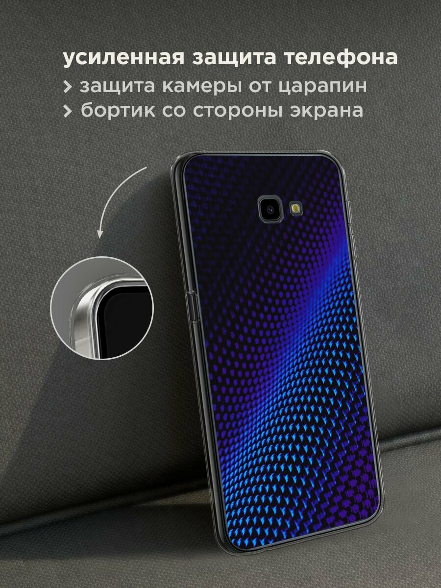 Чехол на Samsung Galaxy J4 Plus 2018 / Самсунг J4 Plus 2018 с принтом "Синий карбон" — фото 1