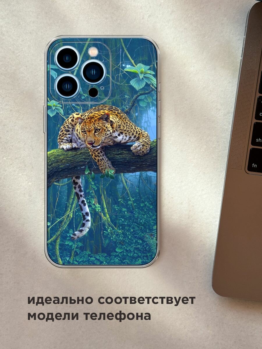 Чехол на Apple iPhone 13 Pro / Айфон 13 Про с принтом "Леопард охотник" — фото 1