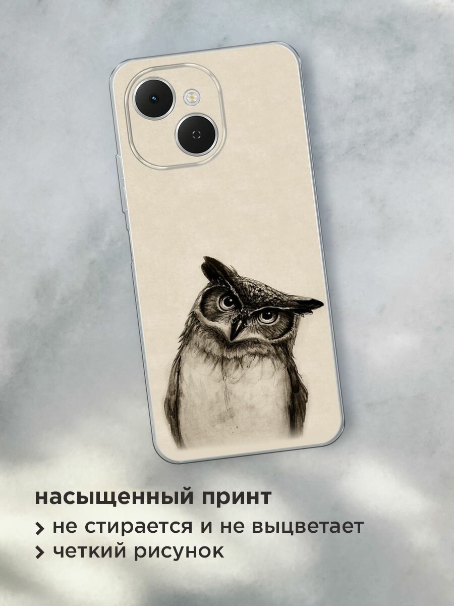 Силиконовый чехол на Tecno Spark 40C / Текно Спарк 40C с принтом "Сова" — фото 1