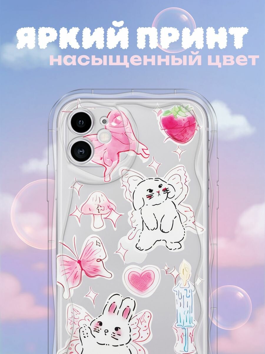 Чехол на Apple iPhone 11 / Айфон 11 с принтом "Феи-кролики", прозрачный — фото 1