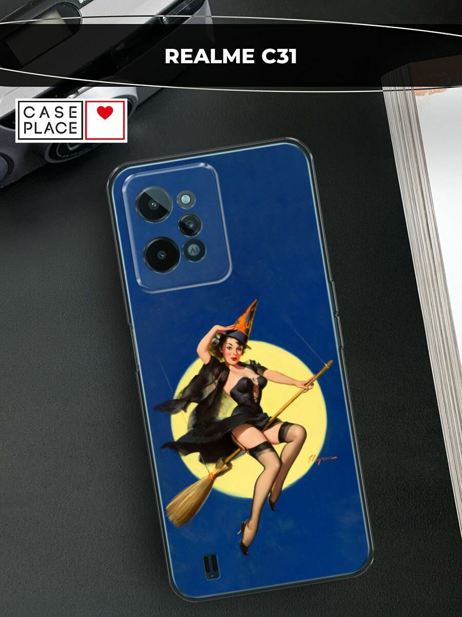Силиконовый чехол на Realme C31 / Реалми C31 с принтом "Pin-Up Witch"
