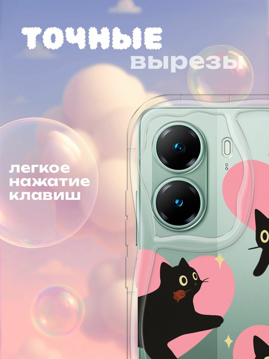 Чехол на Poco X7 Pro / Поко x7 pro с принтом "Котики с розой" — фото 1