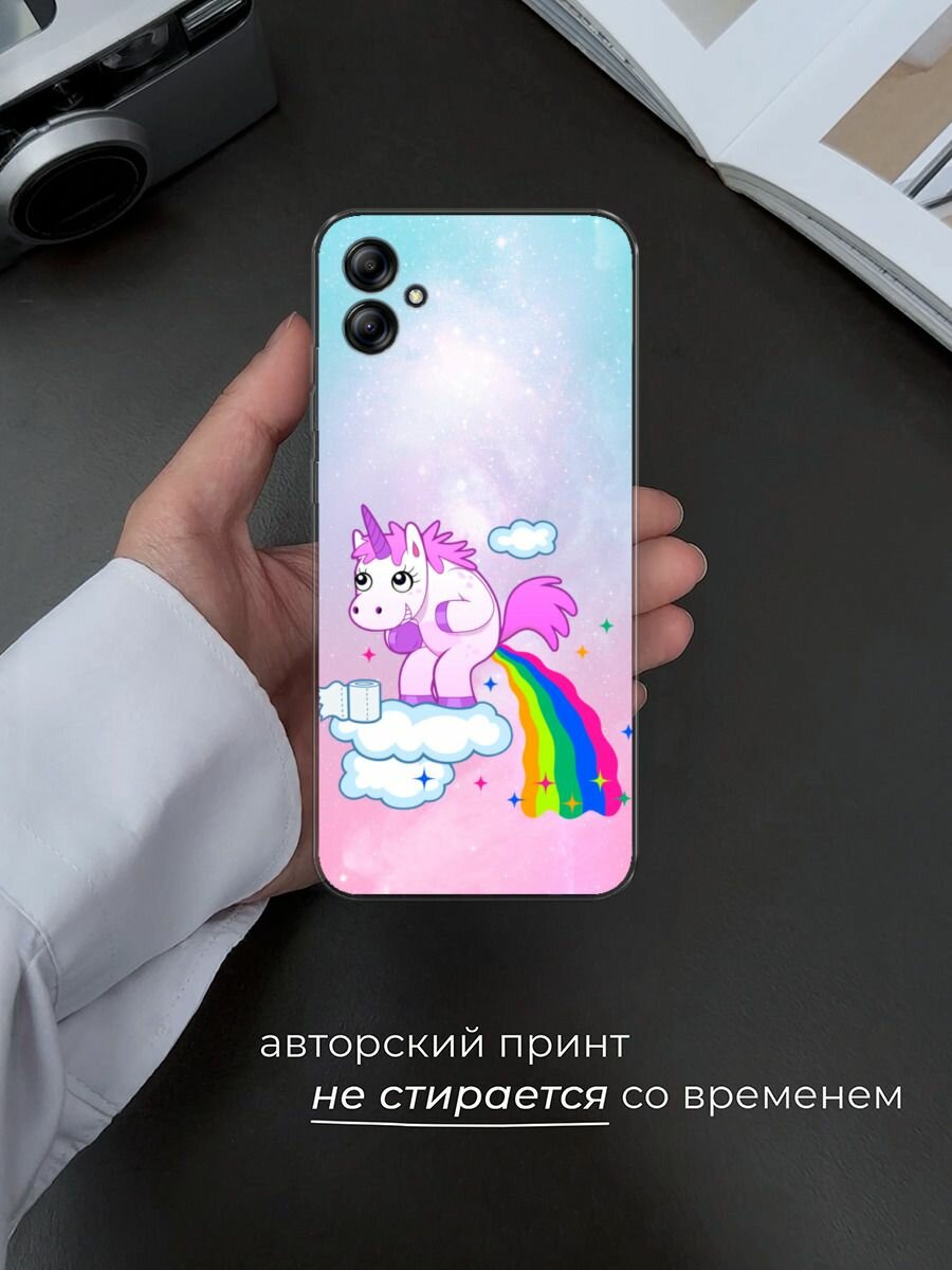 Чехол на Samsung Galaxy A04e / Самсунг A04e с принтом "Единорог какает" — фото 1