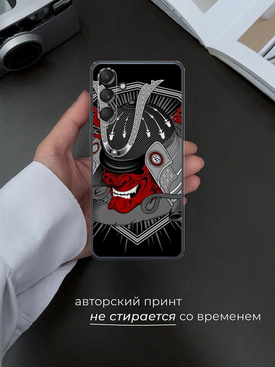 Чехол на Samsung Galaxy M55 / Самсунг M55 с принтом "Красная маска самурая" — фото 1