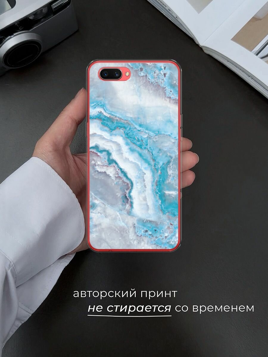 Чехол на Oppo A3s / Oppo A3s с принтом "Нежно-голубой мрамор" — фото 1