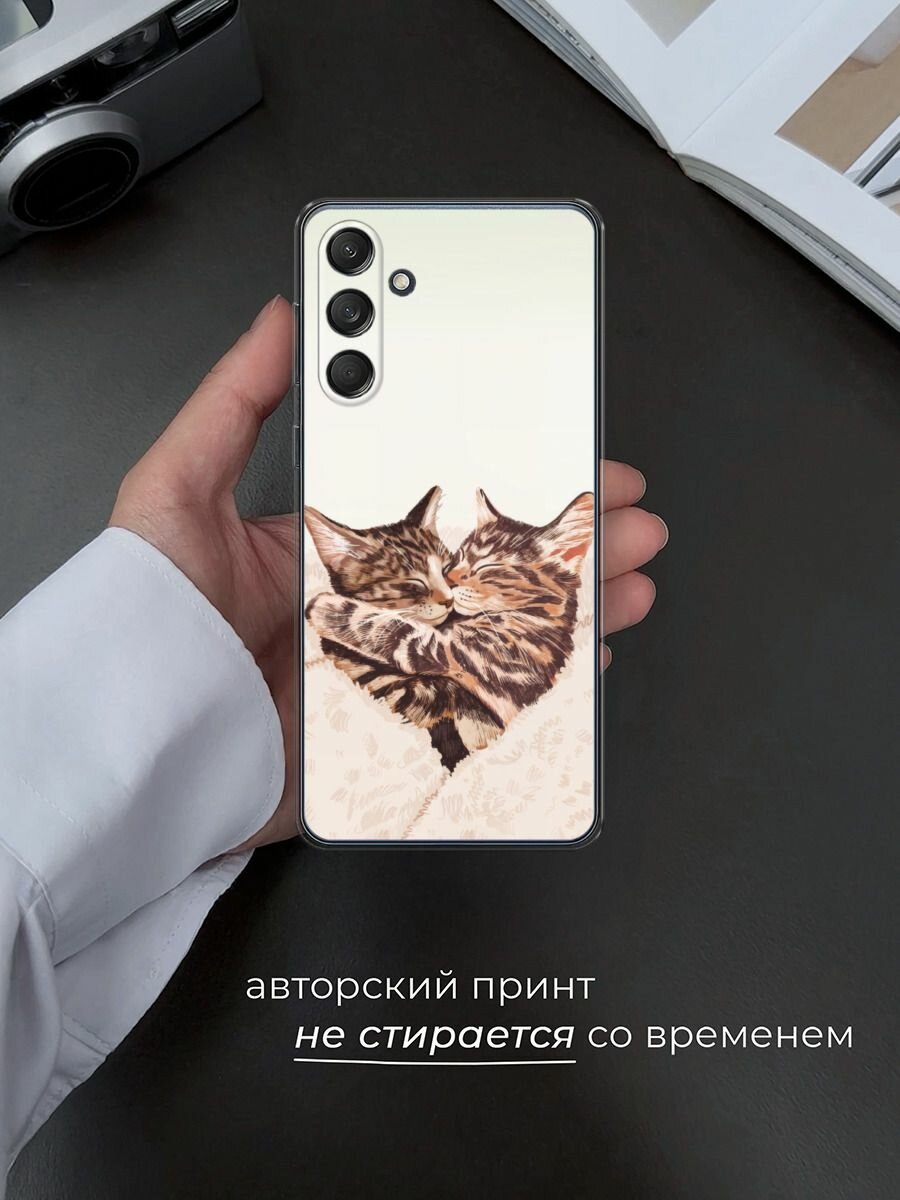 Чехол на Samsung Galaxy M55 / Самсунг M55 с принтом "Влюбленные котейки - 14 февраля" — фото 1