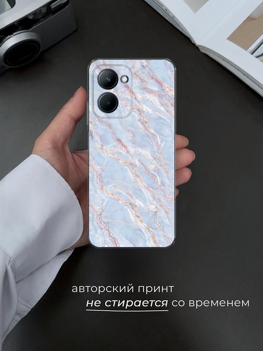 Чехол на Realme C33 / Реалми С33 с принтом "Сиреневый мрамор" — фото 1