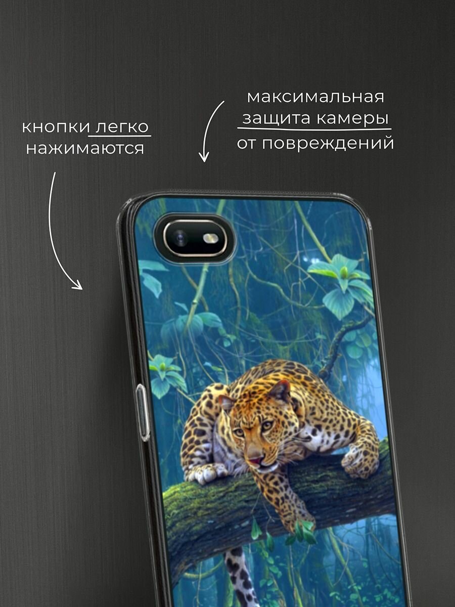 Силиконовый чехол на Oppo A1k / Оппо А1к с принтом "Леопард охотник" — фото 1