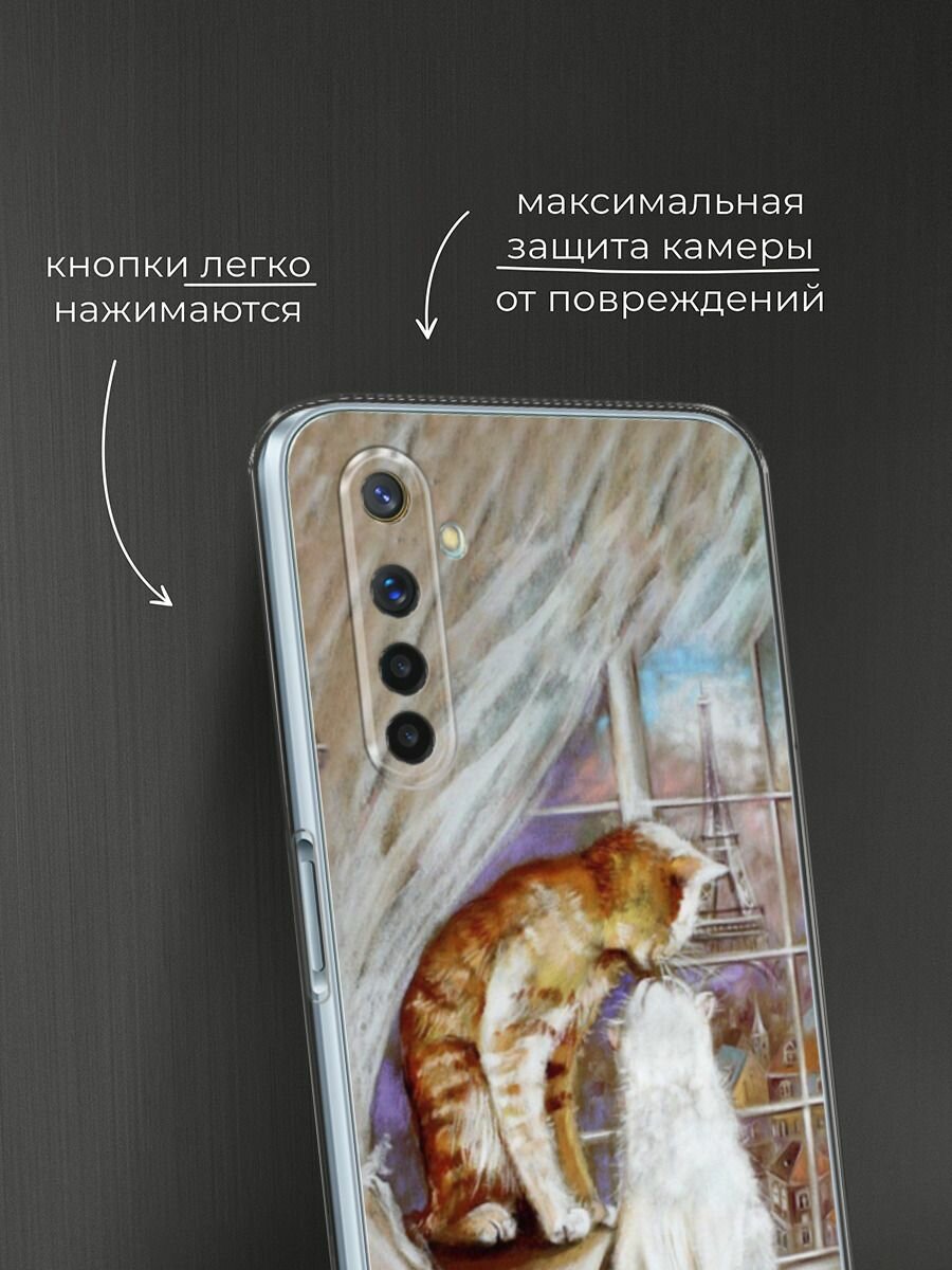 Чехол на Realme 6 / Реалми 6 с принтом "Влюбленные котики 1" — фото 1