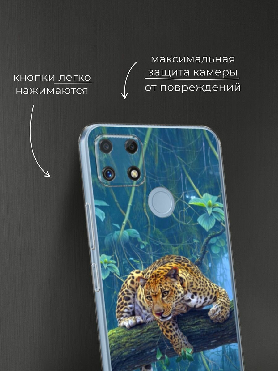 Чехол на Realme C25/C25s / Реалми С25/C25s с принтом "Леопард охотник" — фото 1