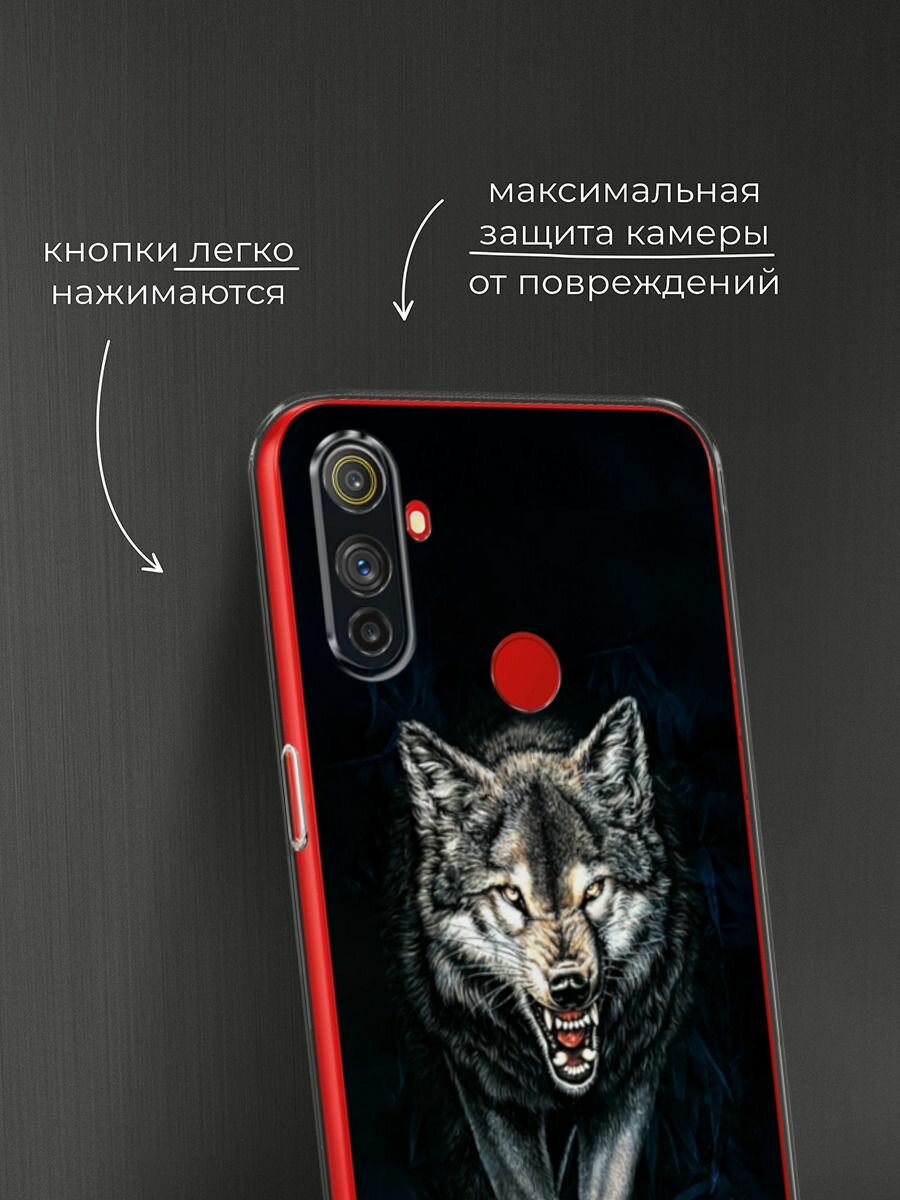 Чехол на Realme C3 / Реалми C3 с принтом "Злобный волк из ночи" — фото 1