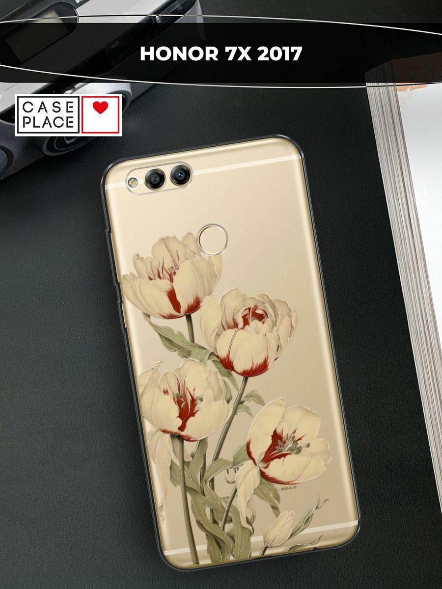Чехол на Honor 7X / Хонор 7Х с принтом "Бежевые бутоны"