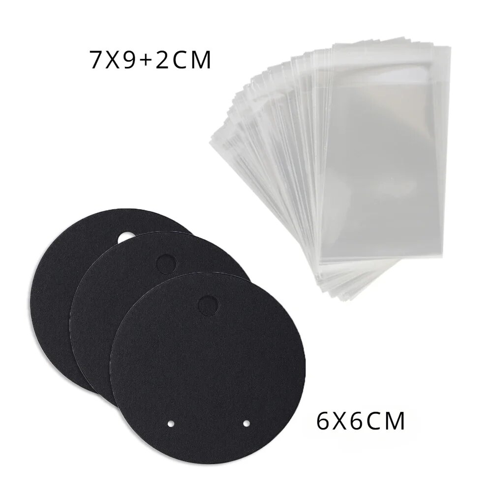 Круглые картонки для сережек SWEETPACKING 50 шт Черный, Self Sealing Bags
