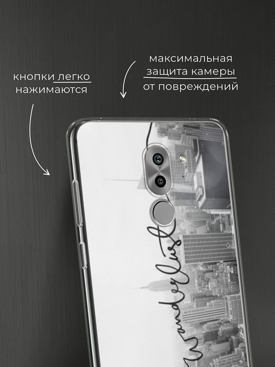 Силиконовый чехол на Honor 6X / Хонор 6Х с принтом "Черно город" — фото 1