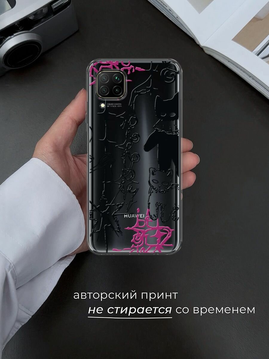 Чехол на Хонор 30S/Хуавей P40 Lite 5G/Нова 7 SE с принтом "Готические котики" — фото 1