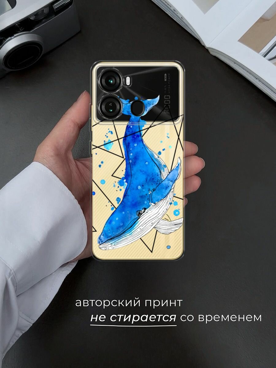 Чехол на Itel P40 / Ител P40 с принтом "Кит графика", прозрачный — фото 1