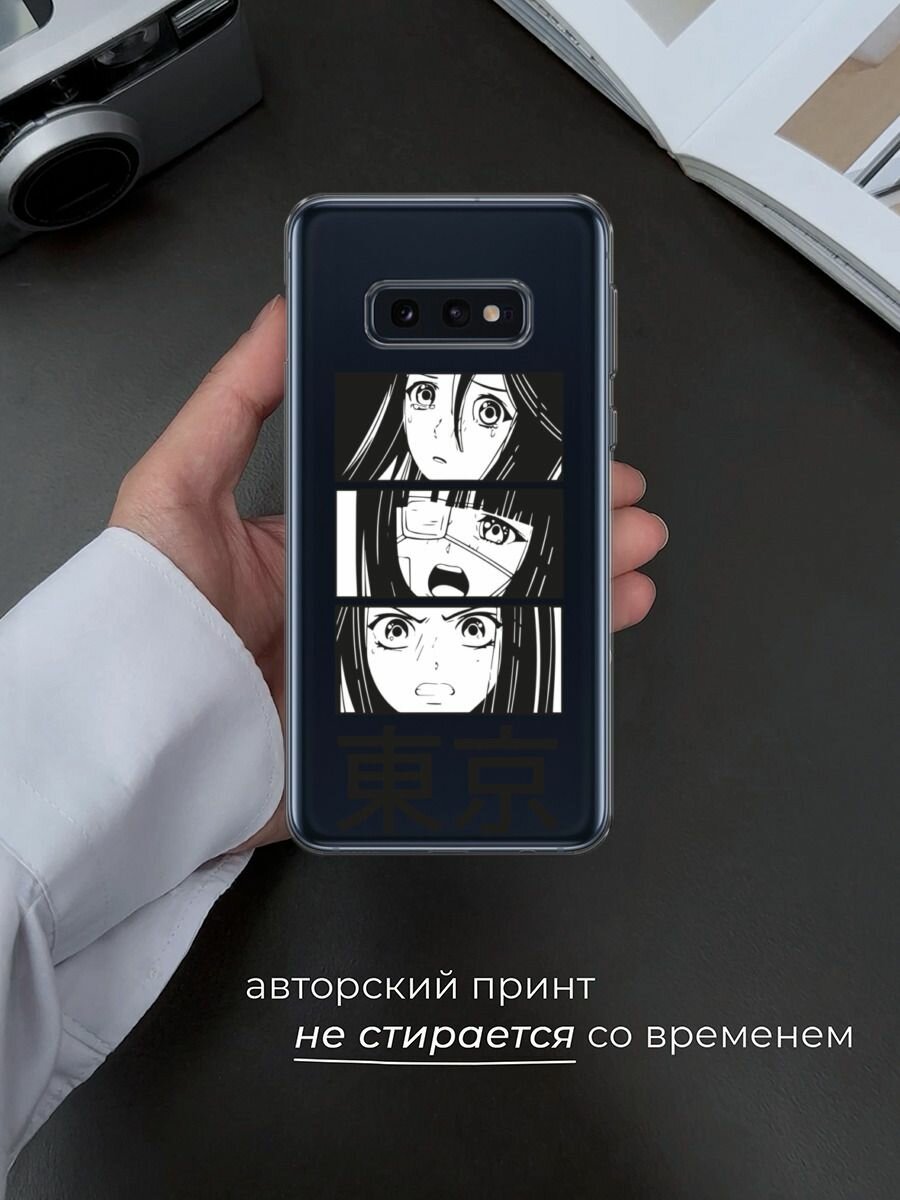 Чехол на Samsung Galaxy S10E / Самсунг Галакси S10E с принтом "Tokyo girls", прозрачный — фото 1