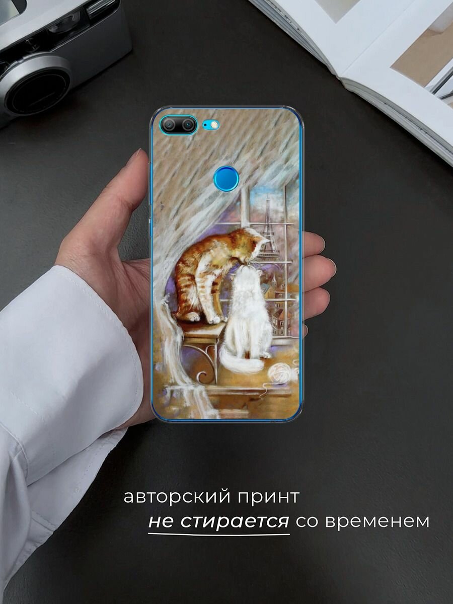 Чехол на Honor 9 Lite / Хонор 9 Лайт с принтом "Влюбленные котики 1" — фото 1