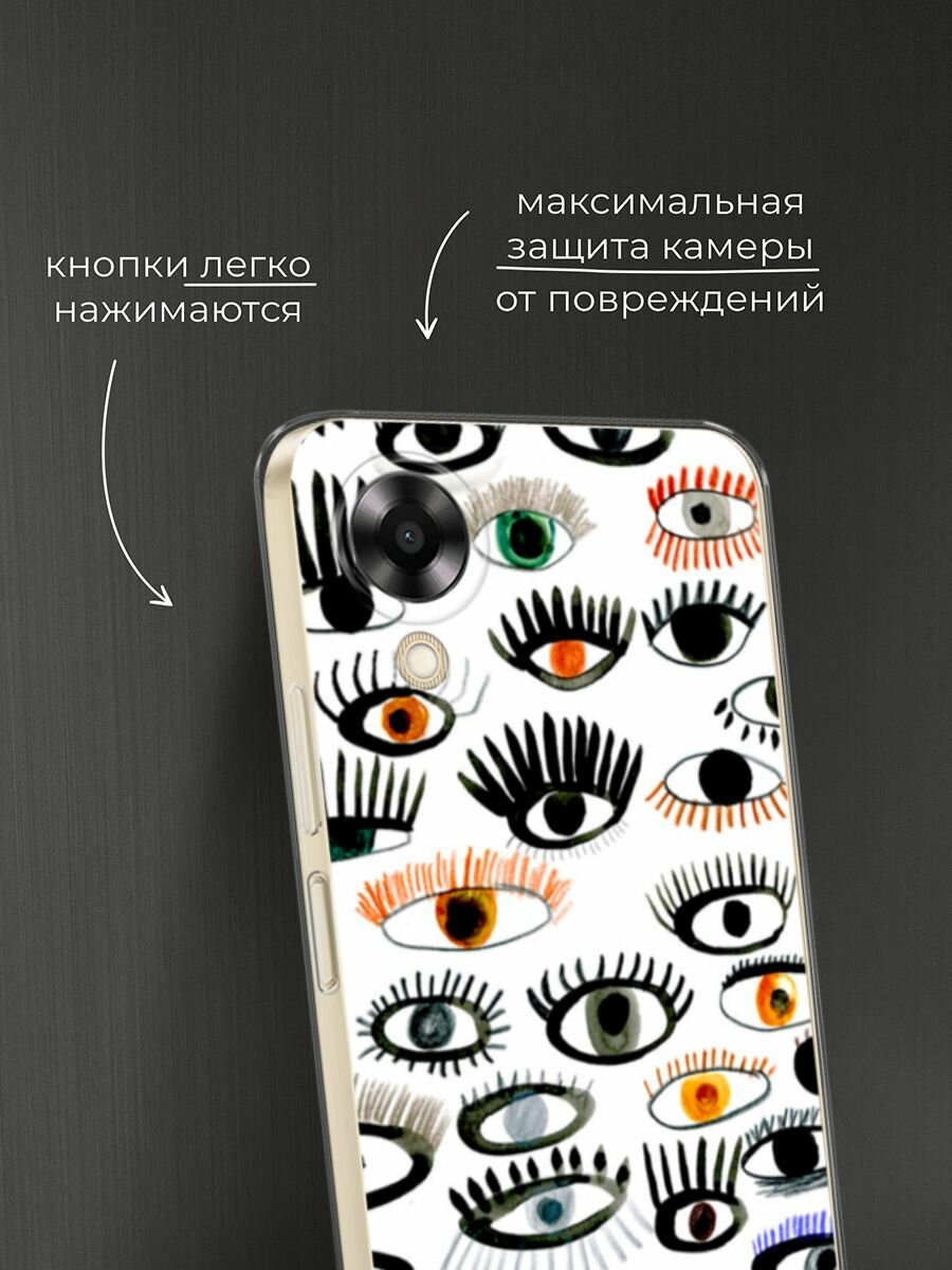 Силиконовый чехол на Oppo A17K / Оппо A17K с принтом "Глаза акварель" — фото 1