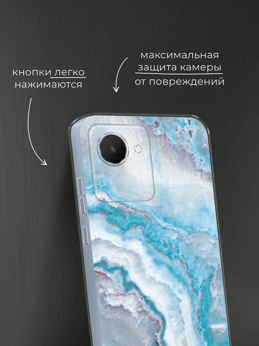 Чехол на Realme C30 / Реалми C30 с принтом "Нежно-голубой мрамор" — фото 1