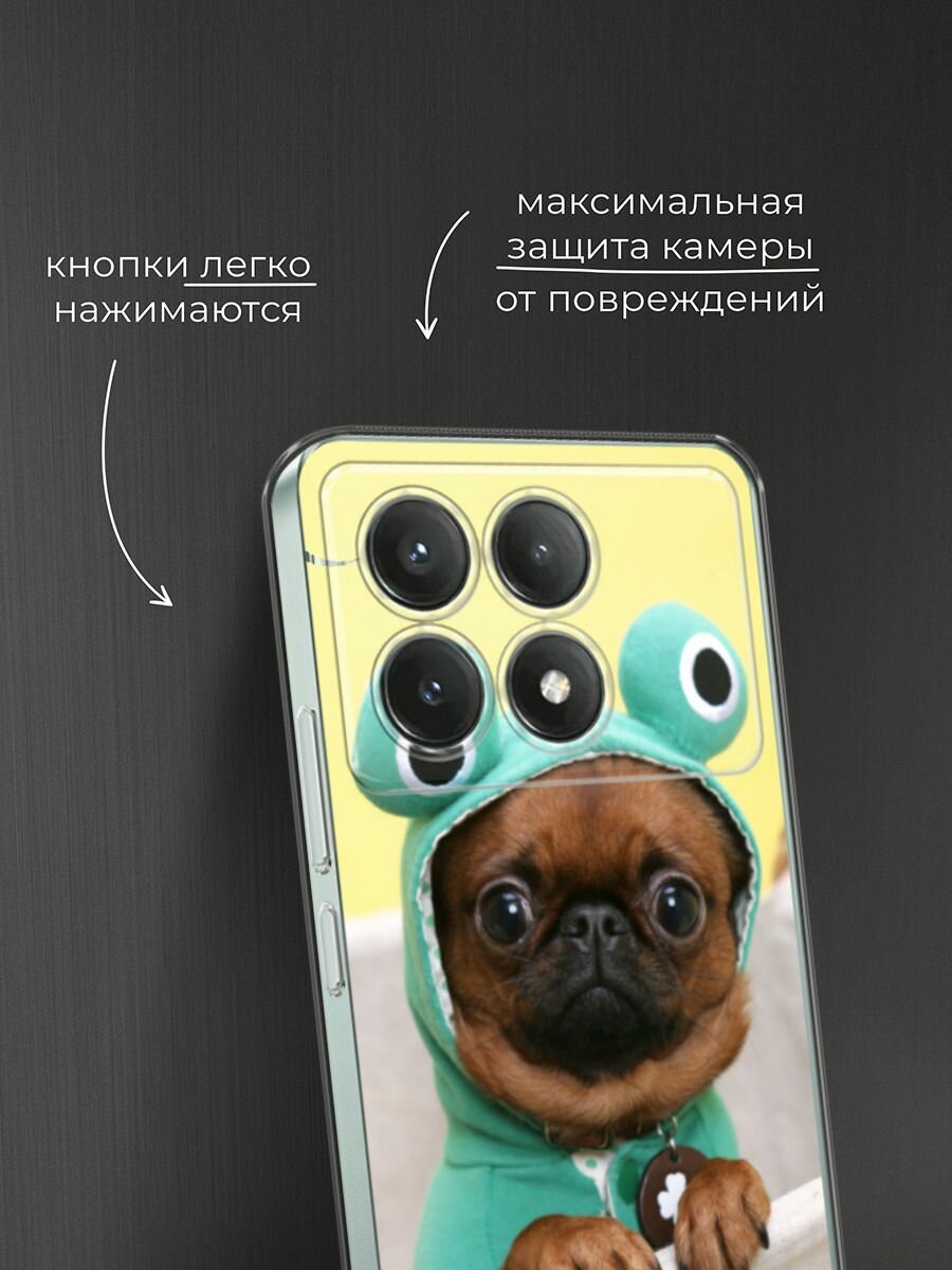 Чехол на Xiaomi Poco X6 PRO 5G / Поко X6 Про 5G с принтом "Собачка в шапке лягушки" — фото 1