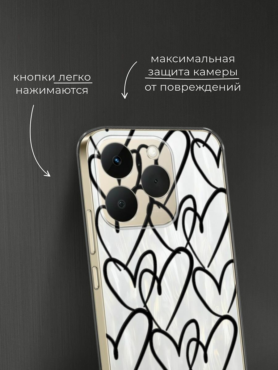 Чехол на Realme 15T / Реалми 15Т с принтом "Hearts doodle black 1" — фото 1
