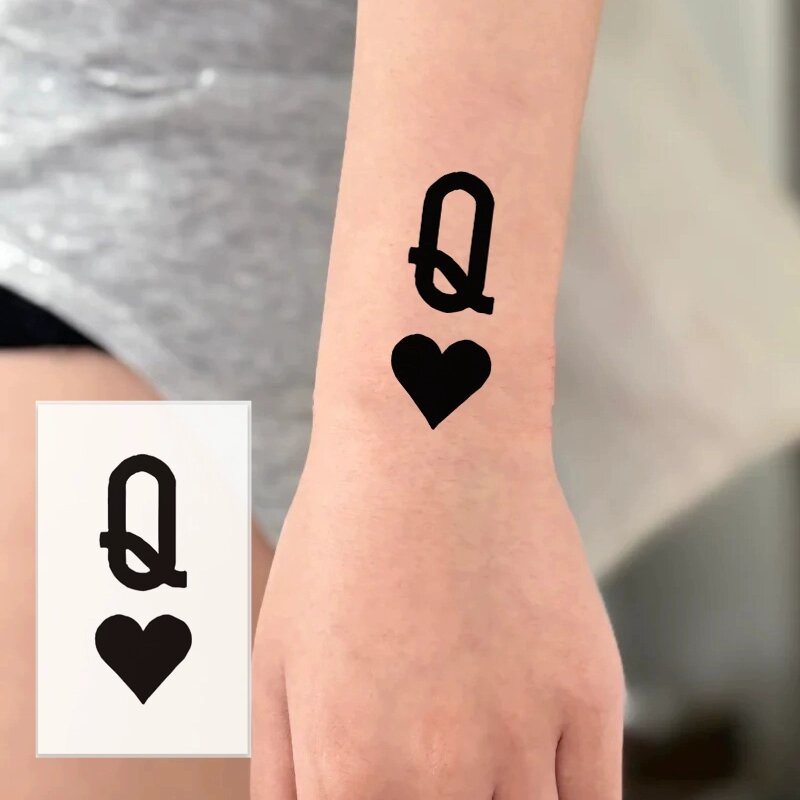 Наклейка для тату «Дама червей», с растительными чернилами, смываемая, 1 шт