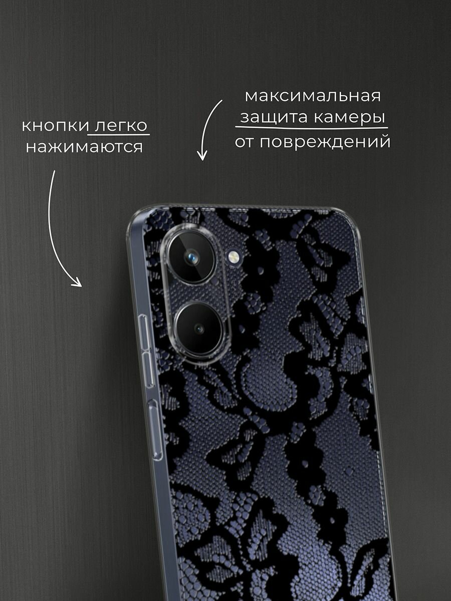 Чехол на Realme 10 4G / Реалми 10 4G с принтом "Черная сетка 2" — фото 1