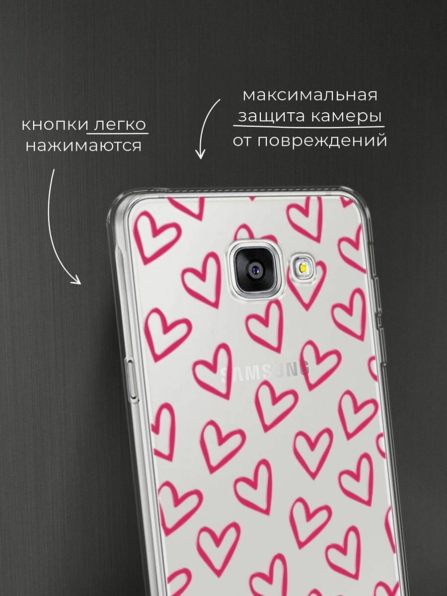 Чехол на Samsung Galaxy A5 2016 / Самсунг Галакси А5 2016 с принтом "Темные сердечки" — фото 1