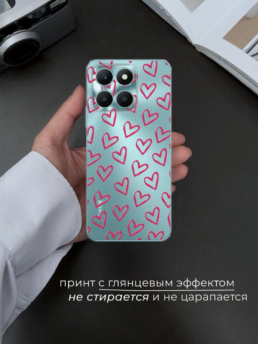 Чехол на Honor X6A / Хонор X6A с принтом "Темные сердечки" — фото 1
