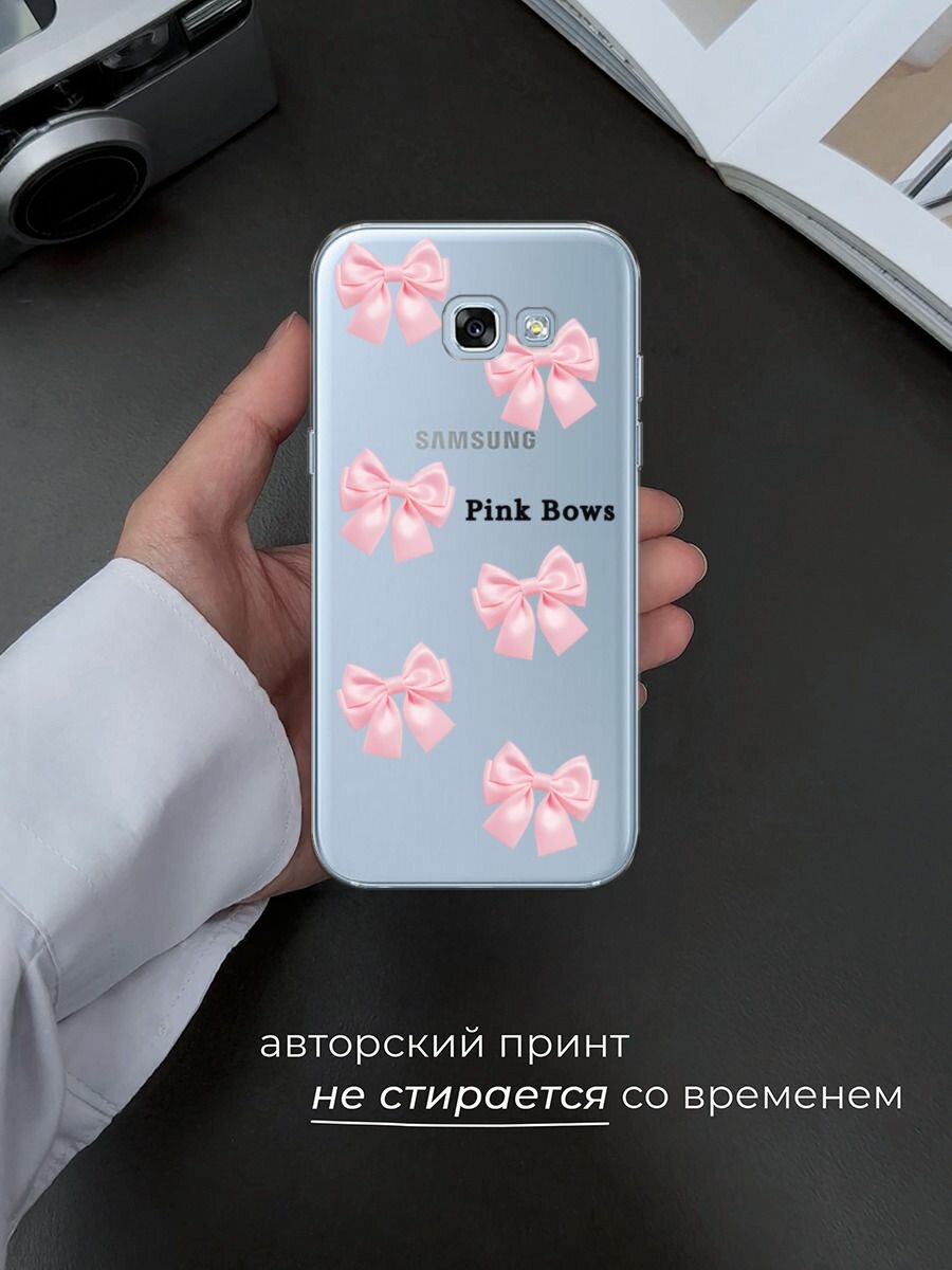 Чехол на Samsung Galaxy A5 2017 / Самсунг Галакси А5 2017 с принтом "Pink Bows", прозрачный — фото 1