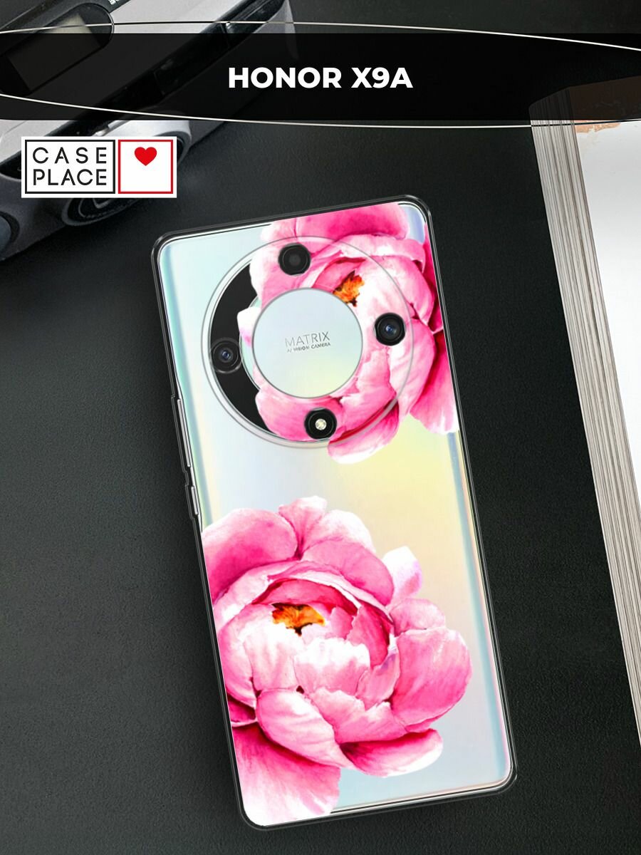 Чехол на Honor X9A / Хонор X9A с принтом "Open peonies", прозрачный
