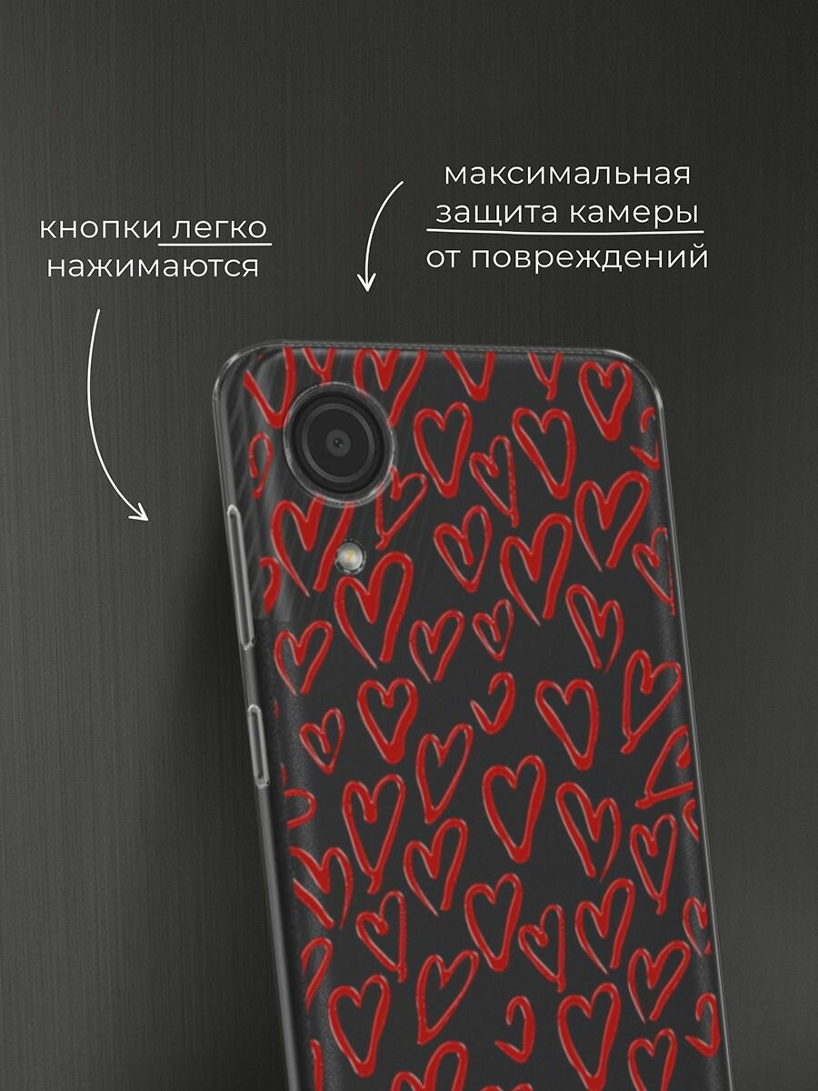 Чехол на Samsung Galaxy A03 Core / Самсунг Галакси А03 Core с принтом "Легкие бордовые сердечки" — фото 1