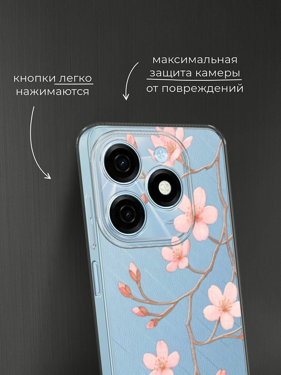 Чехол на Tecno Spark 20 / Текно Спарк 20 с принтом "Веточка распускающейся сакуры 2" — фото 1