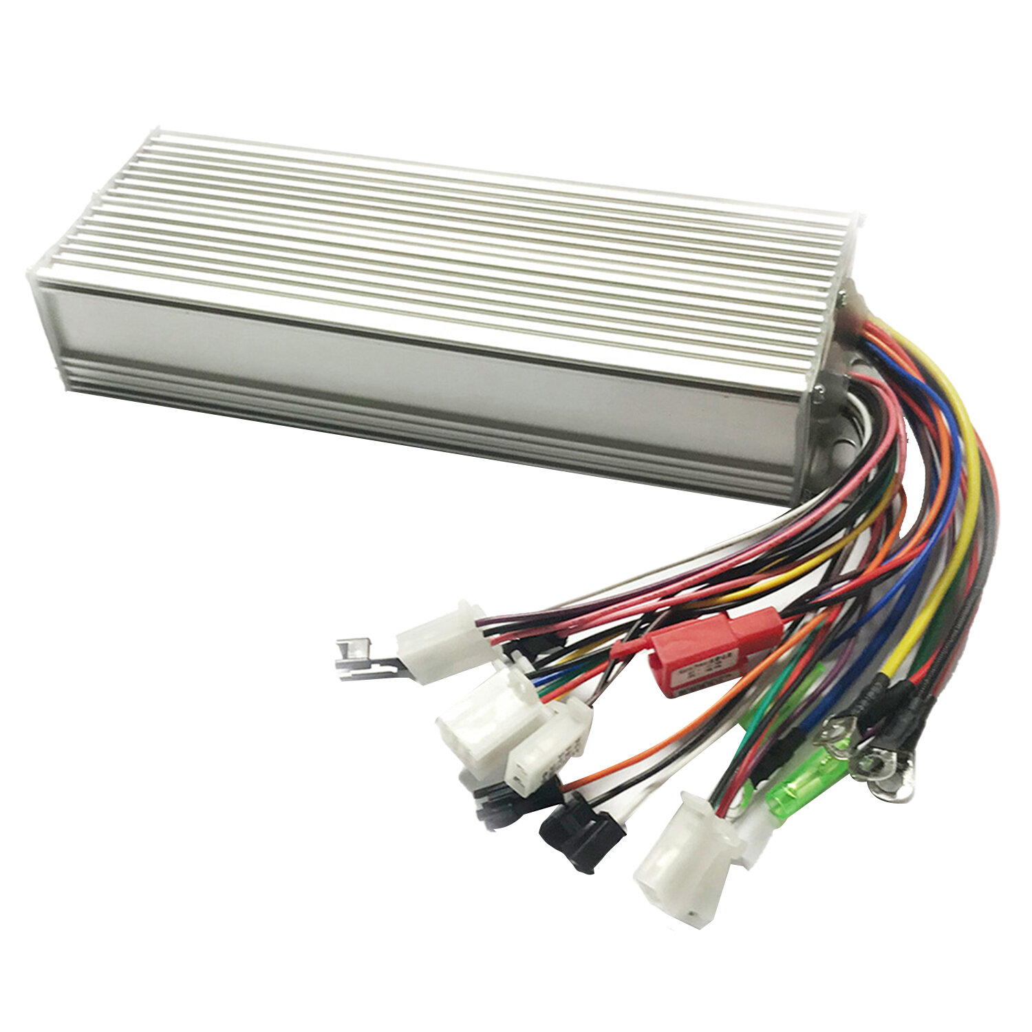 Контроллер для электросамоката электровелосипеда безщеточного мотора 48V-64V 1500W 35A, серебристый, алюминиевый корпус, размер 21X8X3.5cm, 18 МОС-транзисторов