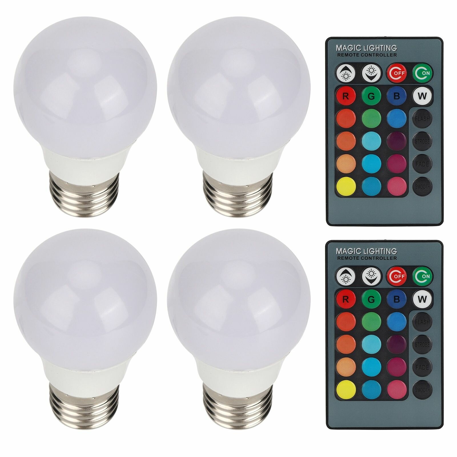 4 шт. E27 RGB светодиодные лампы, красочная декоративная лампа с 2 пультами дистанционного управления, 3 Вт, AC85 265 В