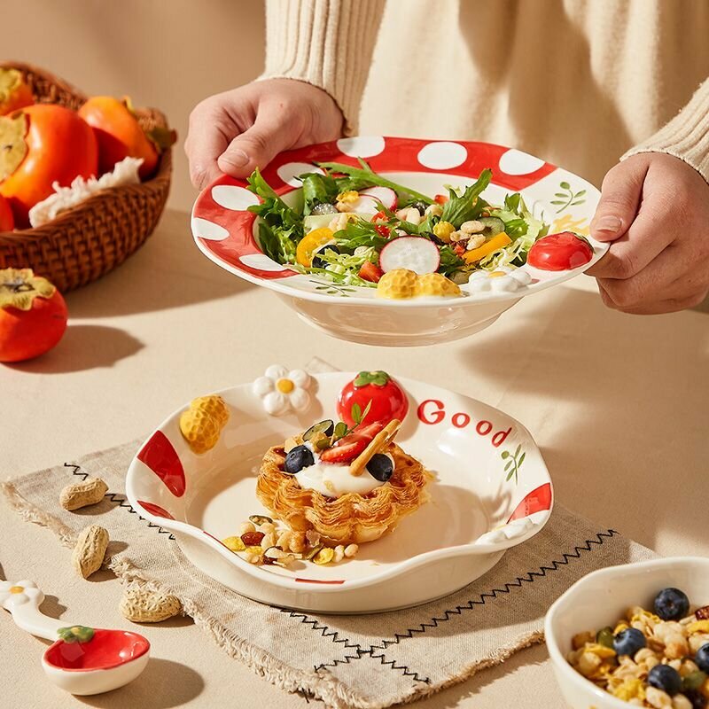 Объемная декоративная керамическая посуда для фруктов и овощей，Пластина специальной формы，19.5*3.4CM