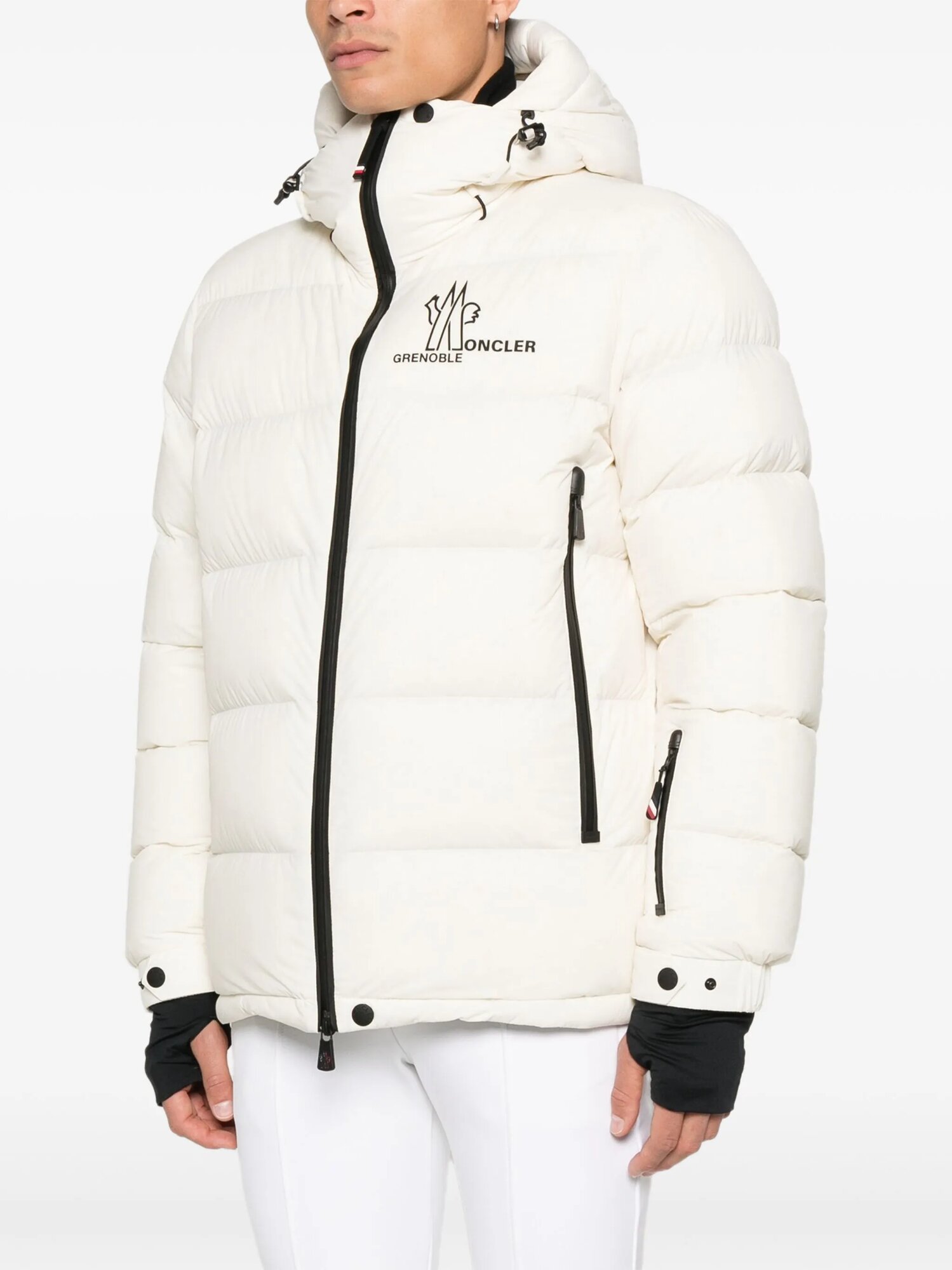 Куртка Moncler, размер 50, бежевый/белый — фото 1