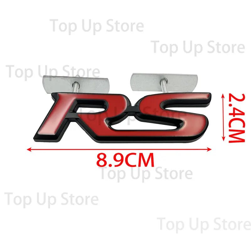 3D металлическая наклейка с логотипом RS, значок на переднюю решетку автомобиля, эмблема заднего багажника, спортивная эмблема, аксессуар для автомобиля