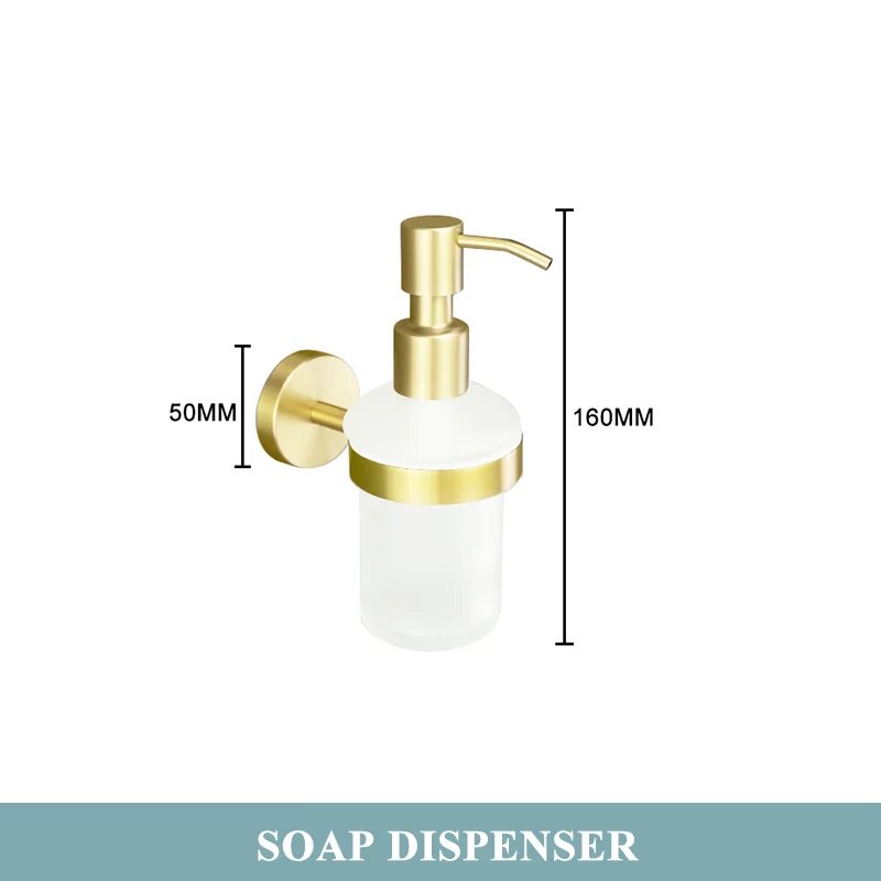 Набор фурнитуры для ванной из нержавеющей стали brushed gold Soap Dispenser