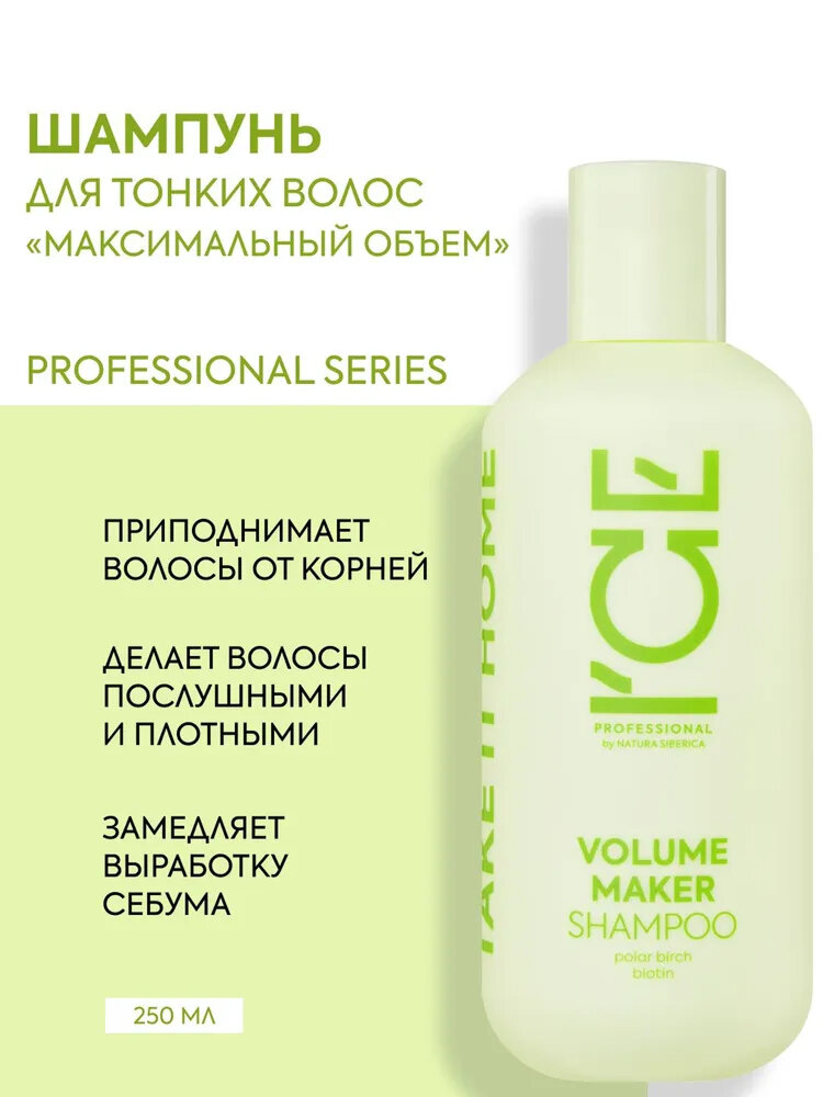 Шампунь для волос ICE Professional by Natura Siberica "VOLUME MAKER", с биотином, для объема волос 250мл